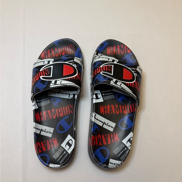 Champion | Shoes | Champion Kids Slide Sandals Ipo C Logo Black Blue ...